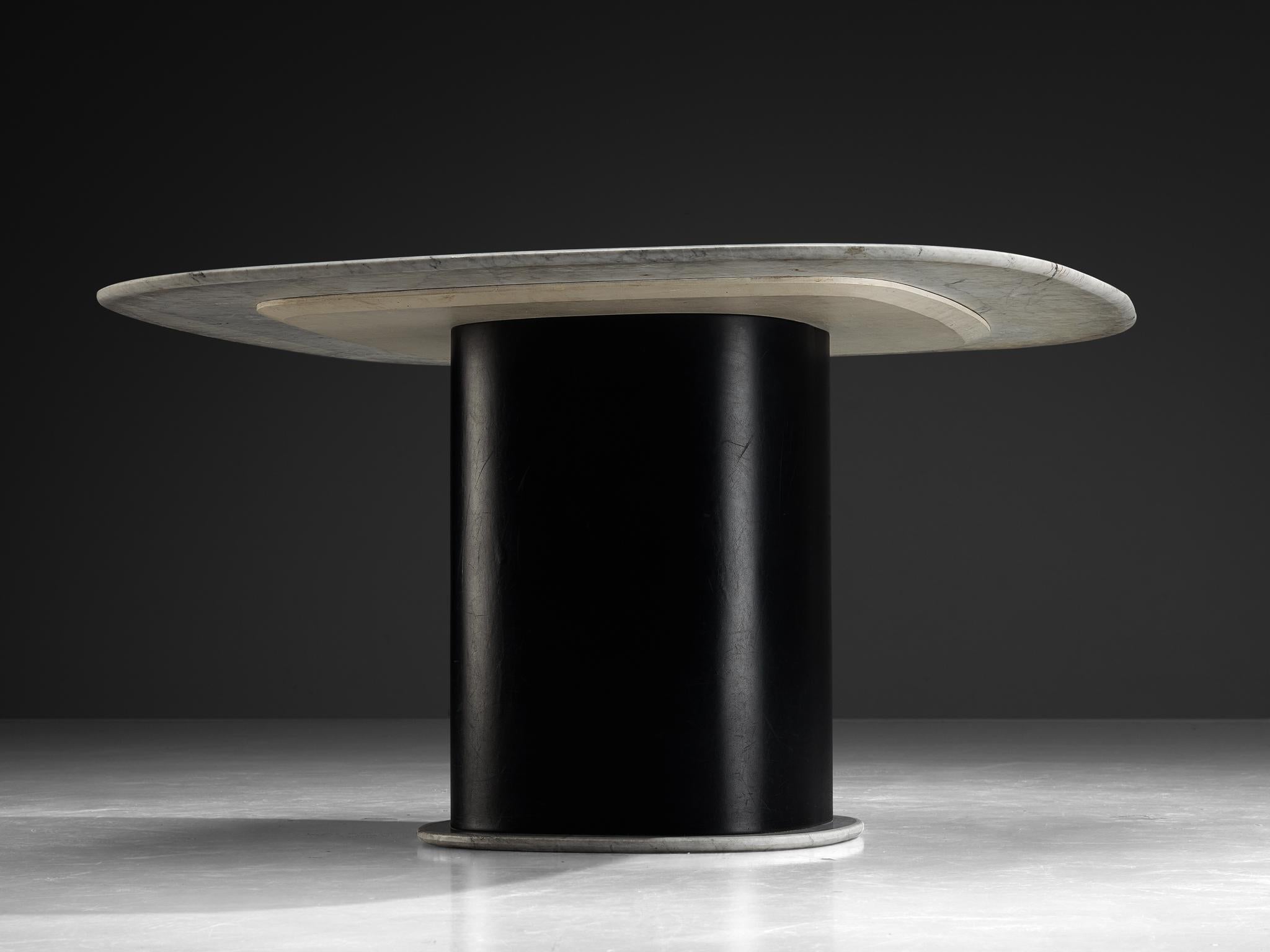 Marble Square Dining Table with Contrasting Base For Sale at 1stDibs