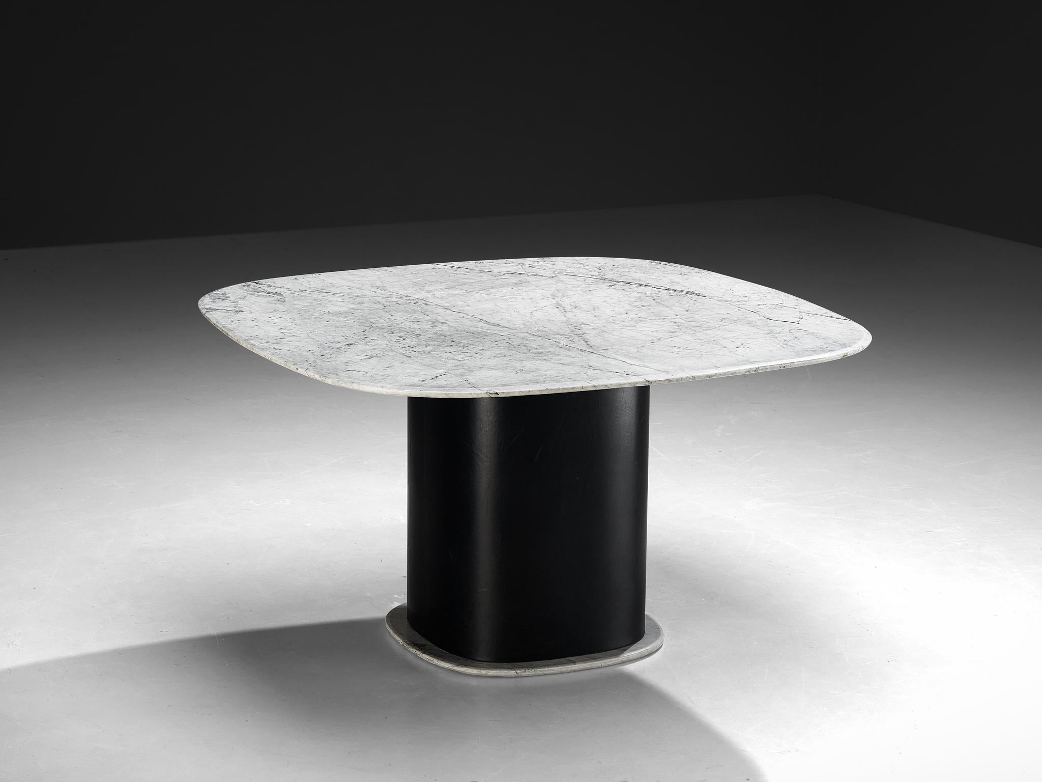 Marble Square Dining Table with Contrasting Base For Sale at 1stDibs