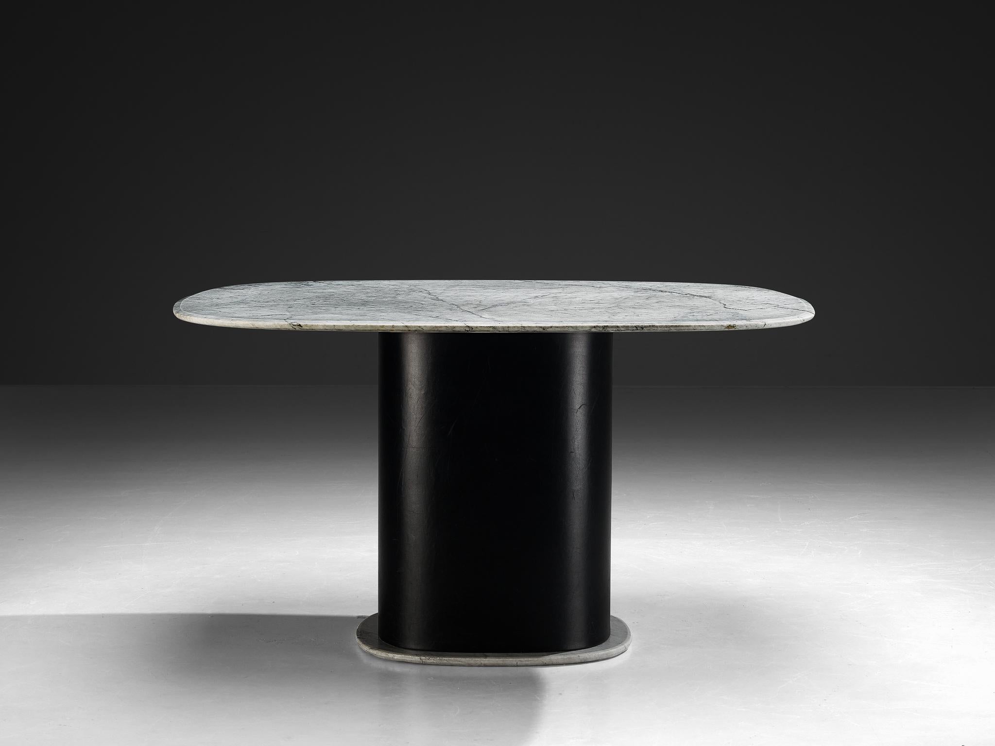 Marble Square Dining Table with Contrasting Base For Sale at 1stDibs