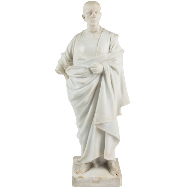 Marble Statue of a Robed Roman Figure at 1stDibs