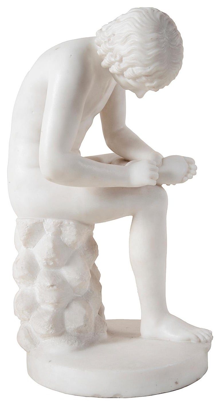 Marble Statue of 'Boy with Thorn', 19th Century For Sale at 1stDibs