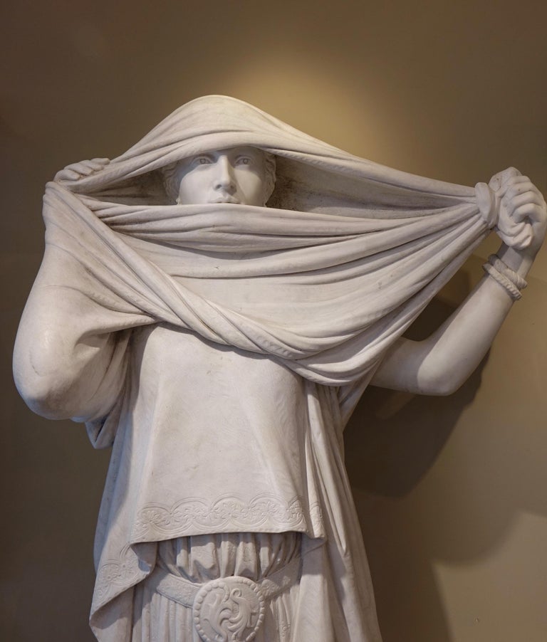 Marble Statue the Woman with a Veil after Jean Leon Gerome, circa 1890 ...
