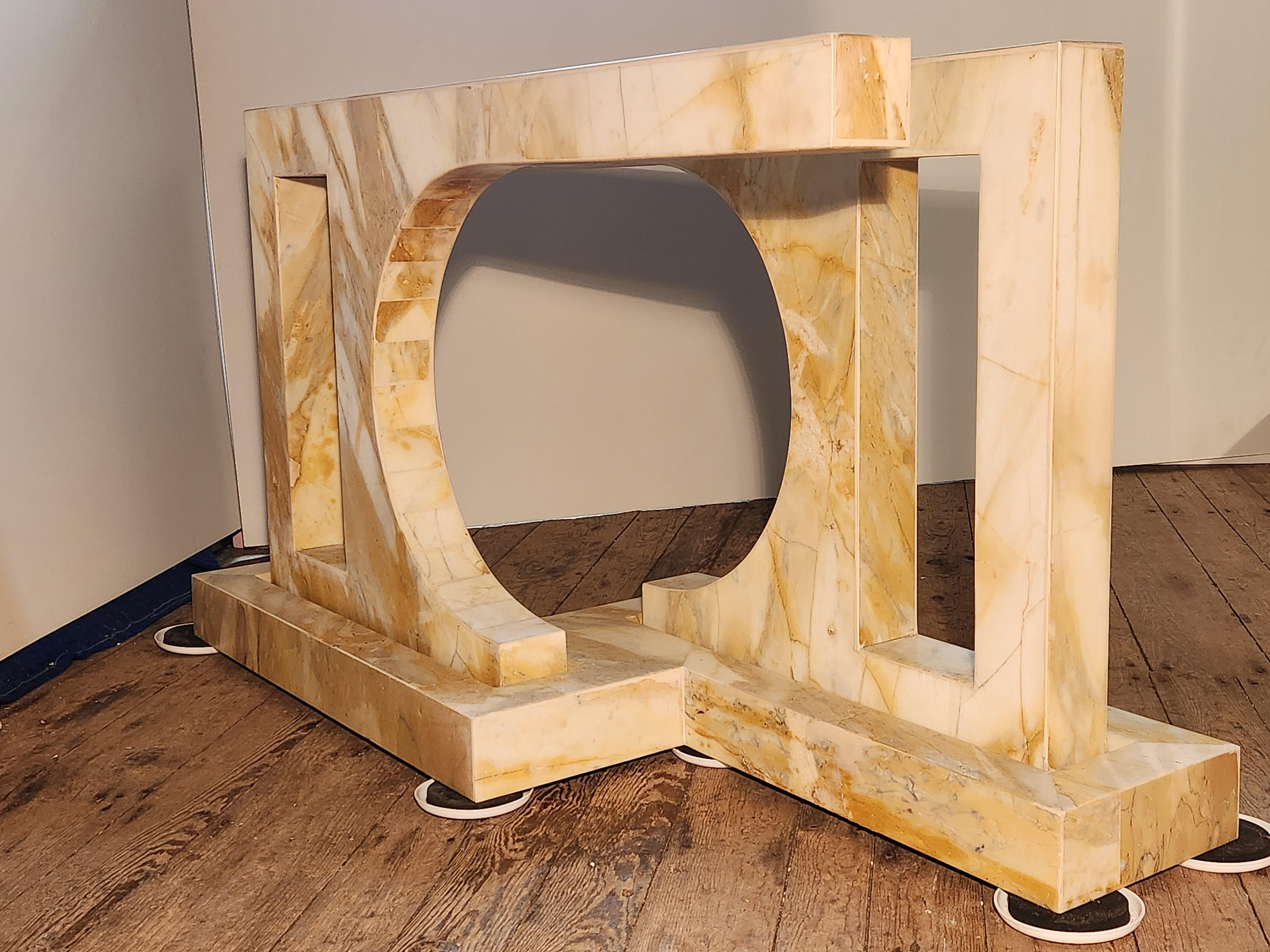 Marble Table/ Console Base by Paul Puccio Giallo Siena 1976 Brooklyn ...