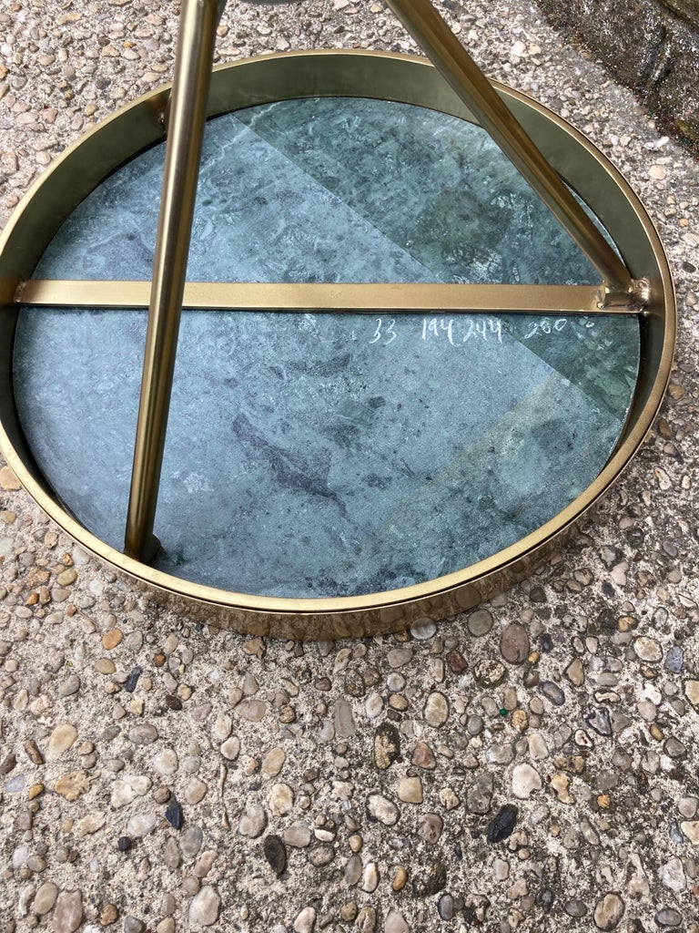 Marble Top Brass "Atomic" Side Table For Sale at 1stDibs