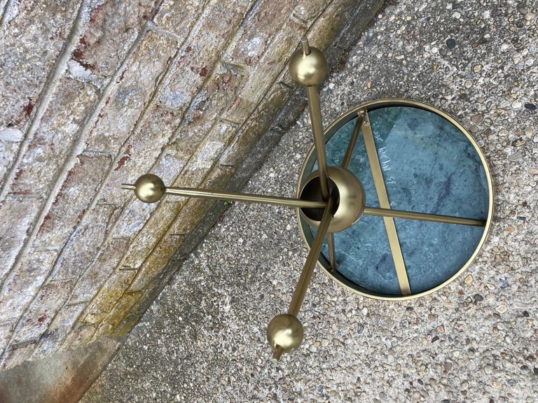 Marble Top Brass "Atomic" Side Table For Sale at 1stDibs