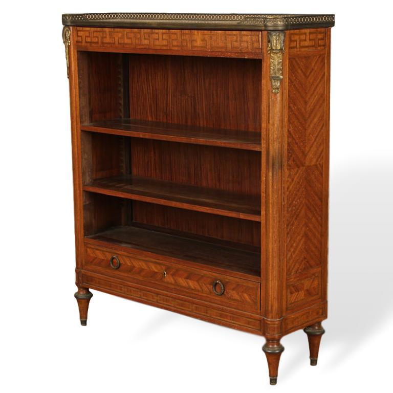 Marble Top Bronze Mounted Bookcase, French, circa 1920 with Greek Key ...