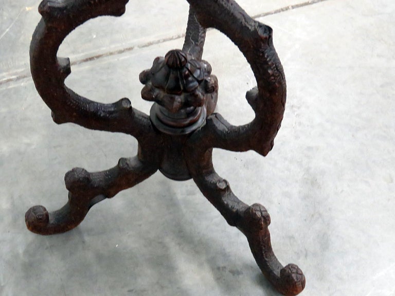 Late 1800s Carved German Black Forest Calling Card Table at 1stDibs