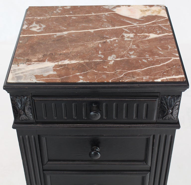Marble Top Ebonized Black Four Drawers Drop Front Compartment Barber ...