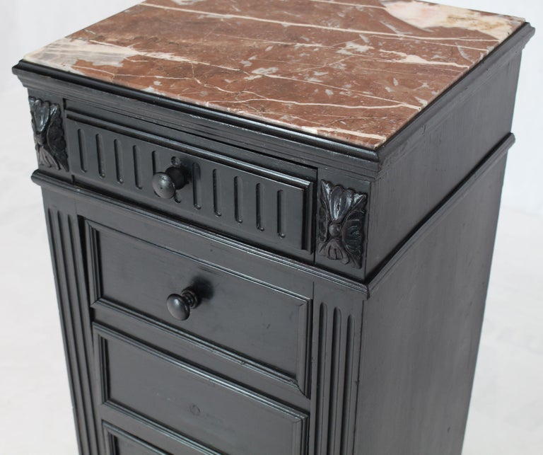 Marble Top Ebonized Black Four Drawers Drop Front Compartment Barber ...