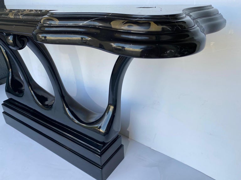 Marble Top Lacquer Console Table For Sale at 1stDibs
