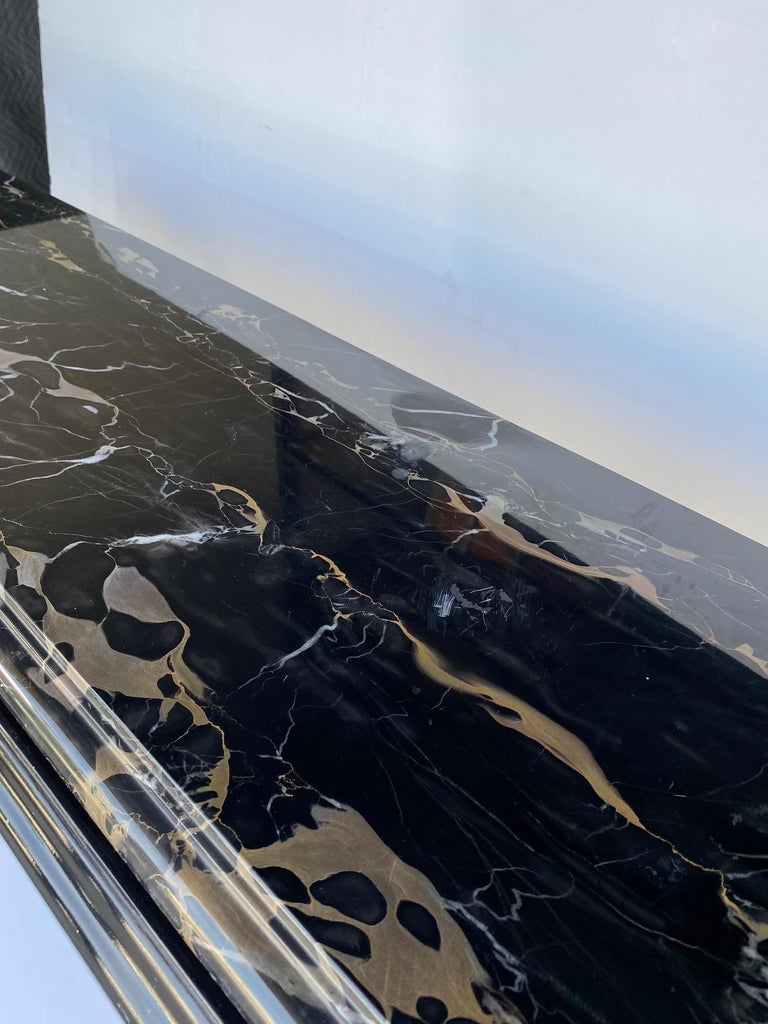 Marble Top Lacquer Console Table For Sale at 1stDibs