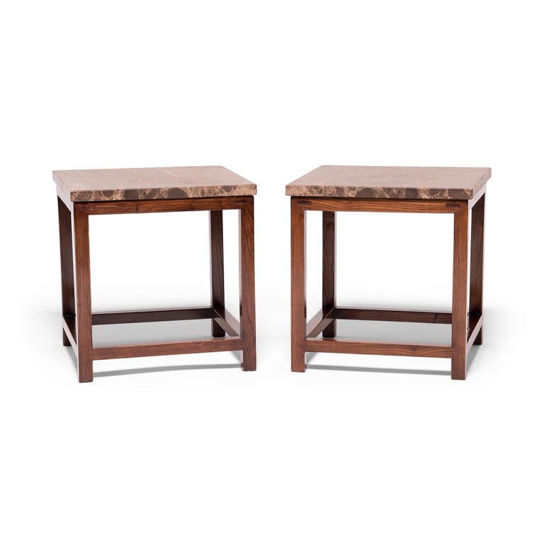 Marble-Top Square Side Table at 1stDibs