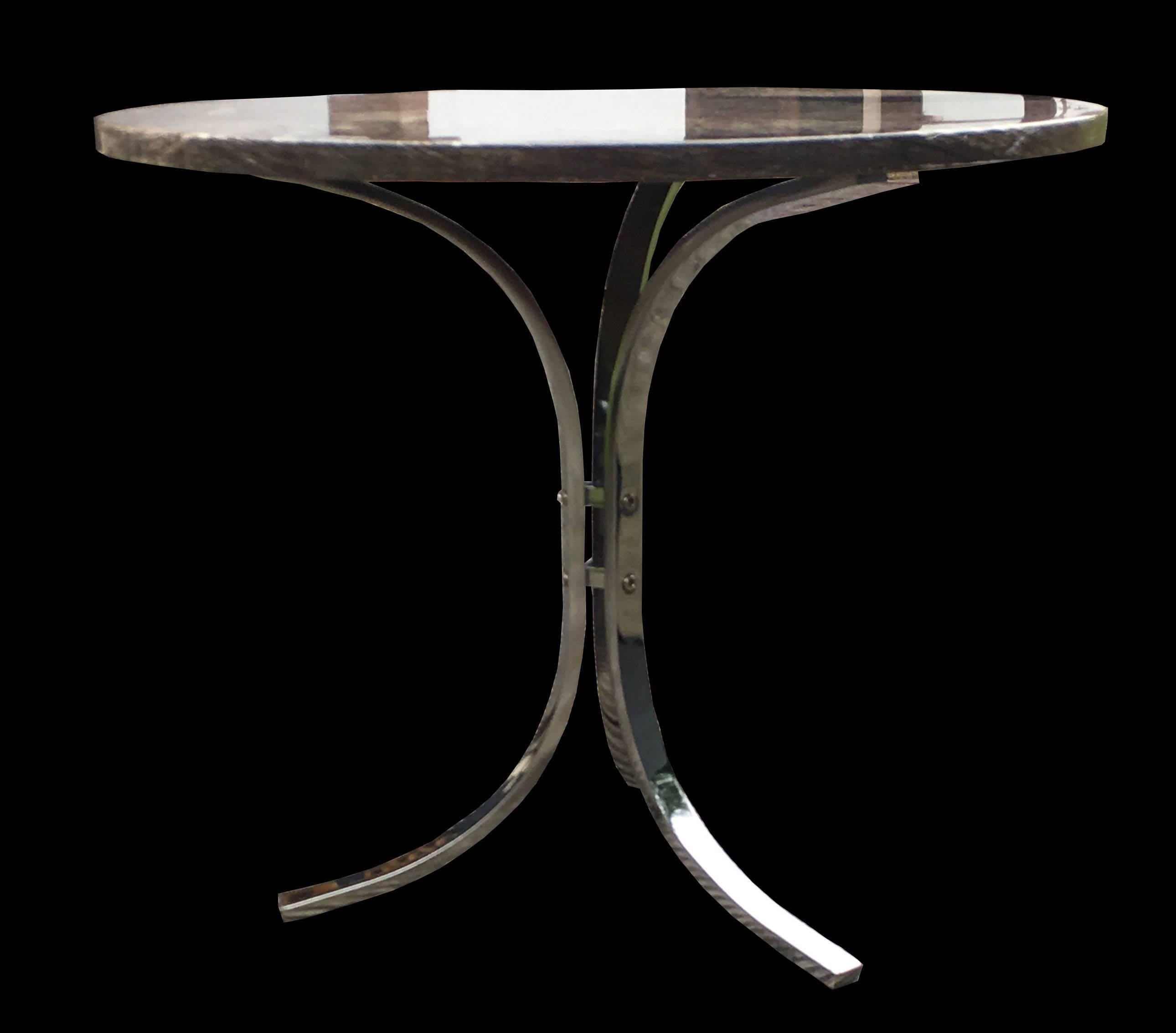 Marble Topped Chrome Side Table at 1stDibs