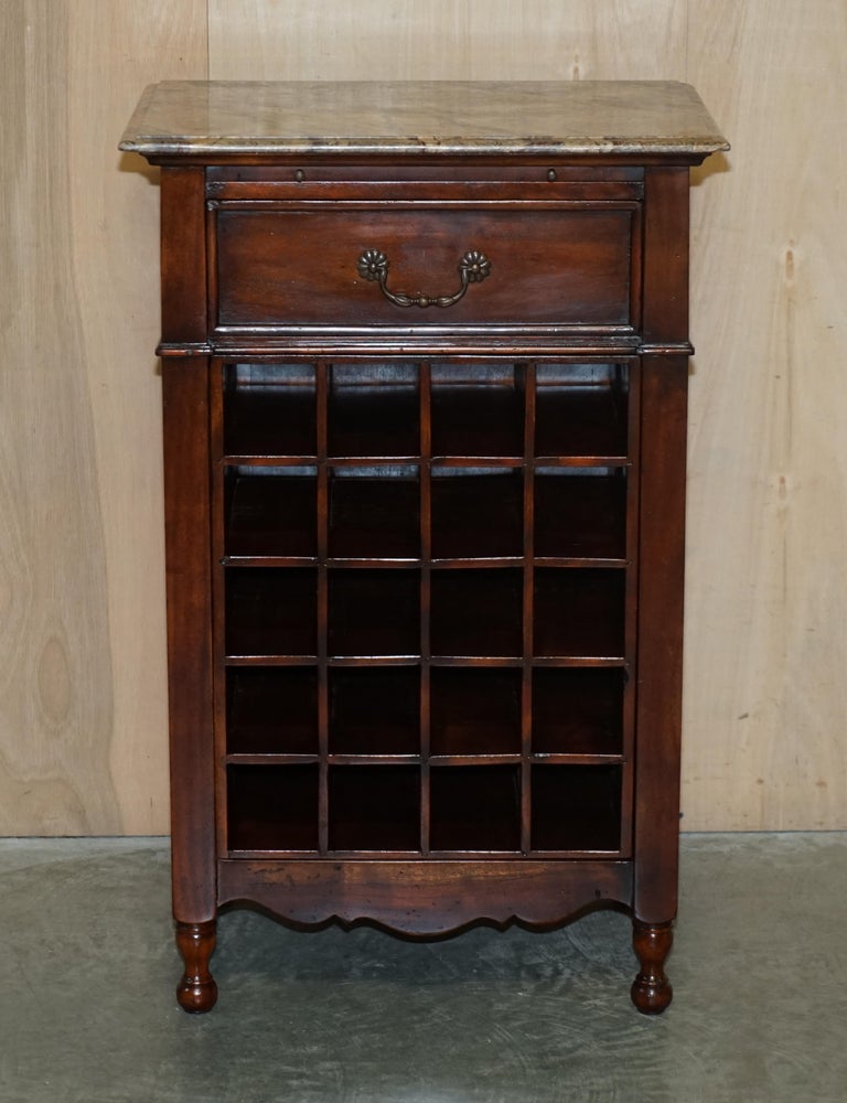 Marble Topped Side Table with Wine Bottle Holders for 20 Bottles and ...