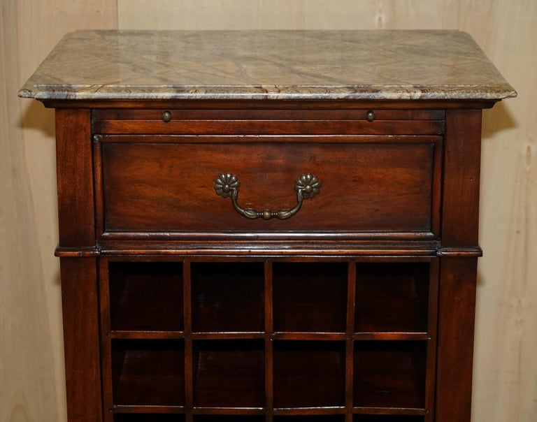 Marble Topped Side Table with Wine Bottle Holders for 20 Bottles and ...