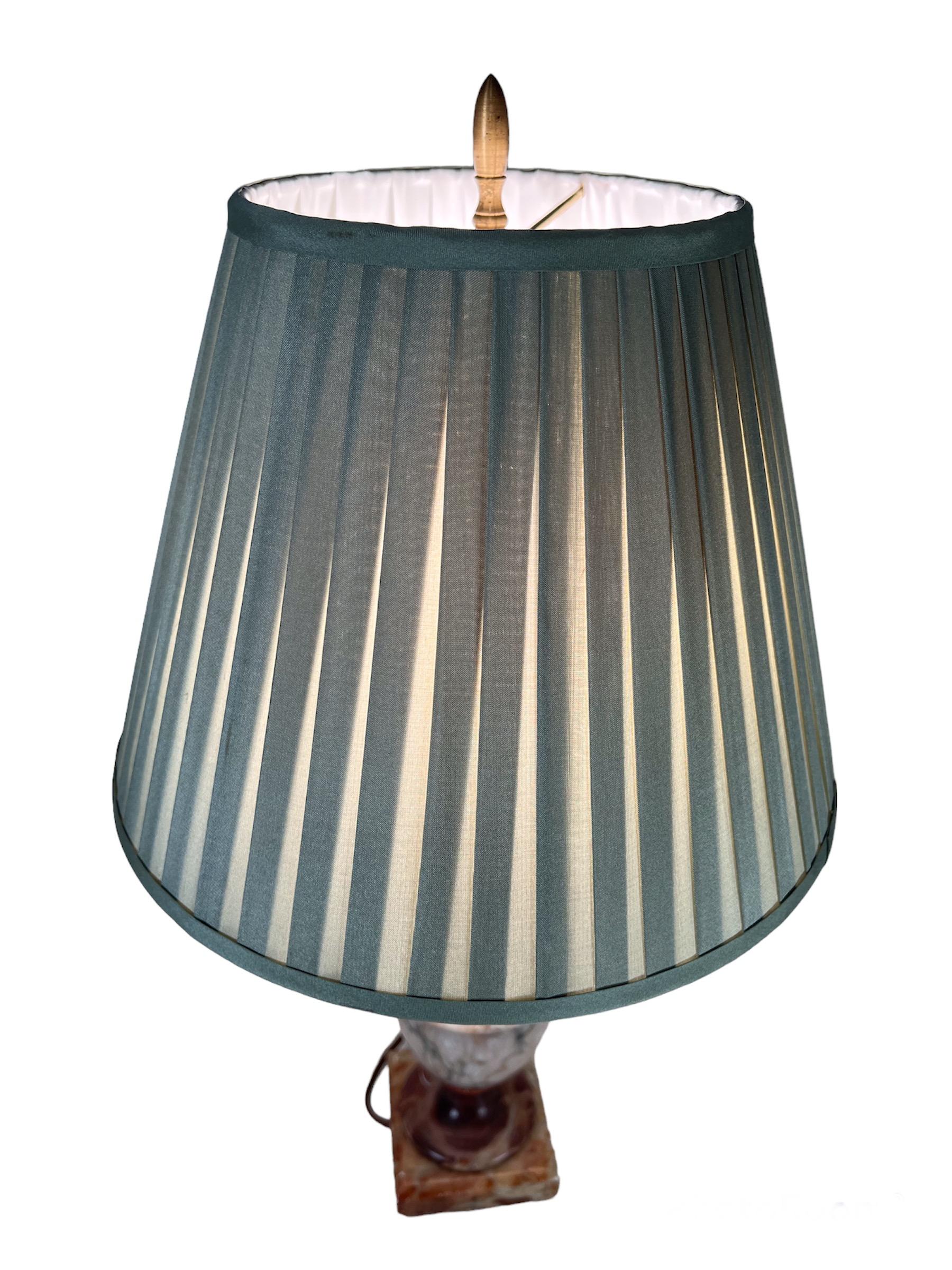 Marble Urn Form Lamp with shade and finial For Sale at 1stDibs