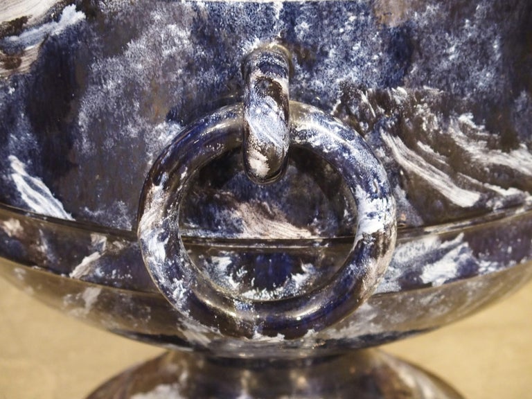 Marbled Blue Sèvres Porcelain Vase, France, Dated 1872 For Sale at 1stDibs