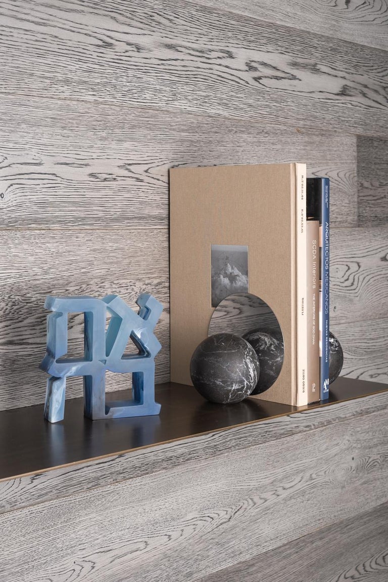 Ahava (אהבה) Hand Poured Marbled Resin White Sculpture For Sale at 1stDibs