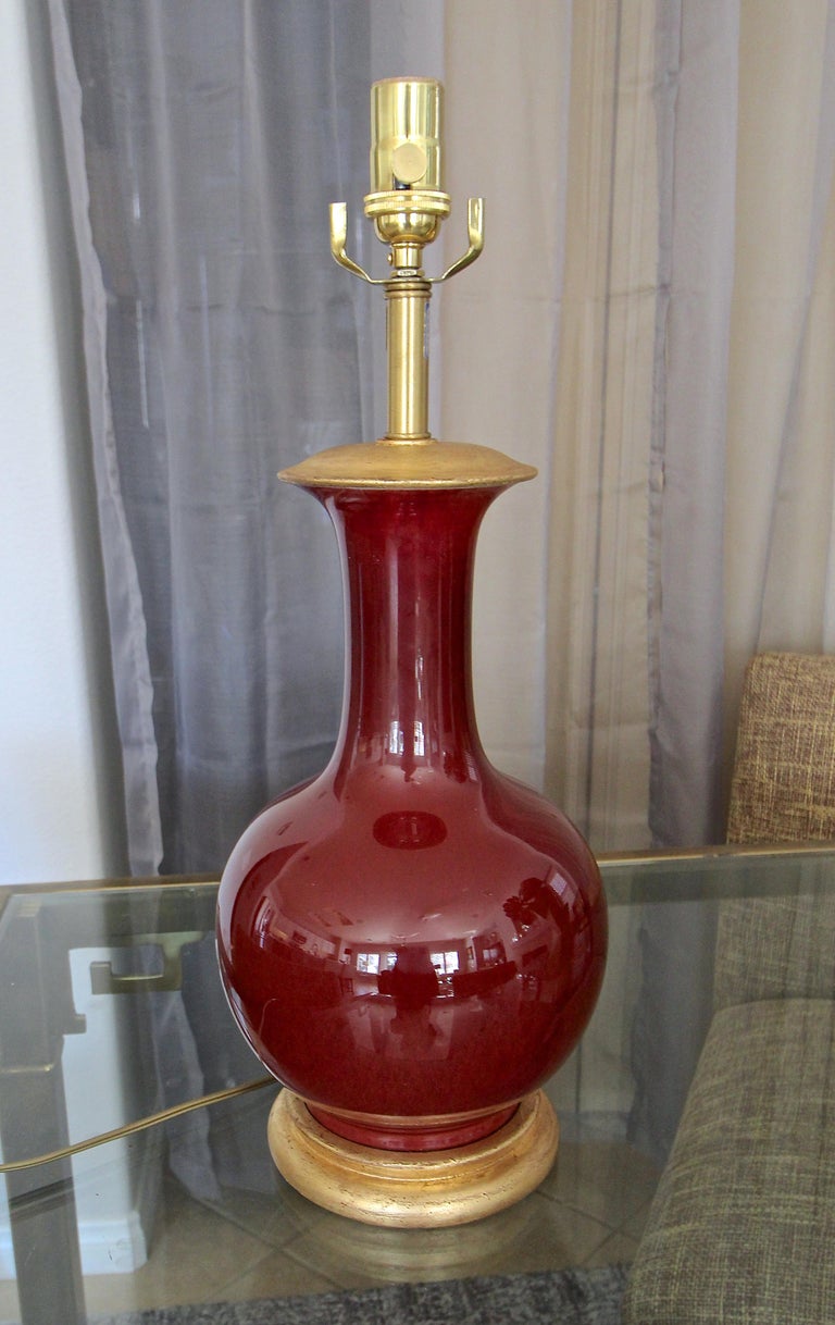 Marbro Chinese Sang De Boeuf Flambé Oxblood Porcelain Table Lamp at 1stDibs