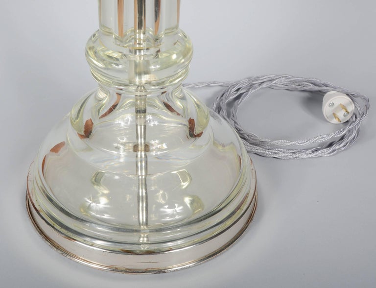 Marbro Glass Column and Silver Plate Table Lamp at 1stDibs
