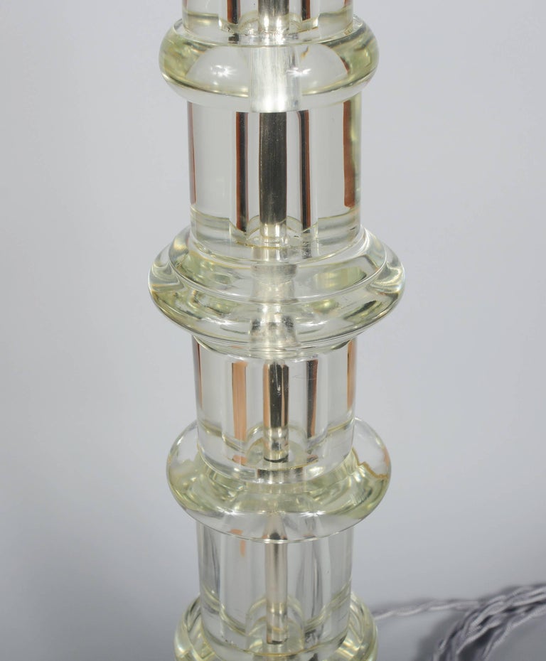 Marbro Glass Column and Silver Plate Table Lamp at 1stDibs