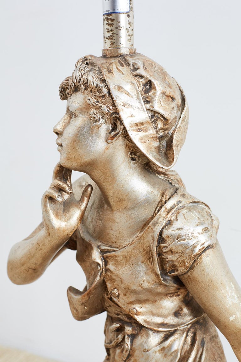 Marbro Hollywood Regency Silver Gilt Figural Lamp at 1stDibs