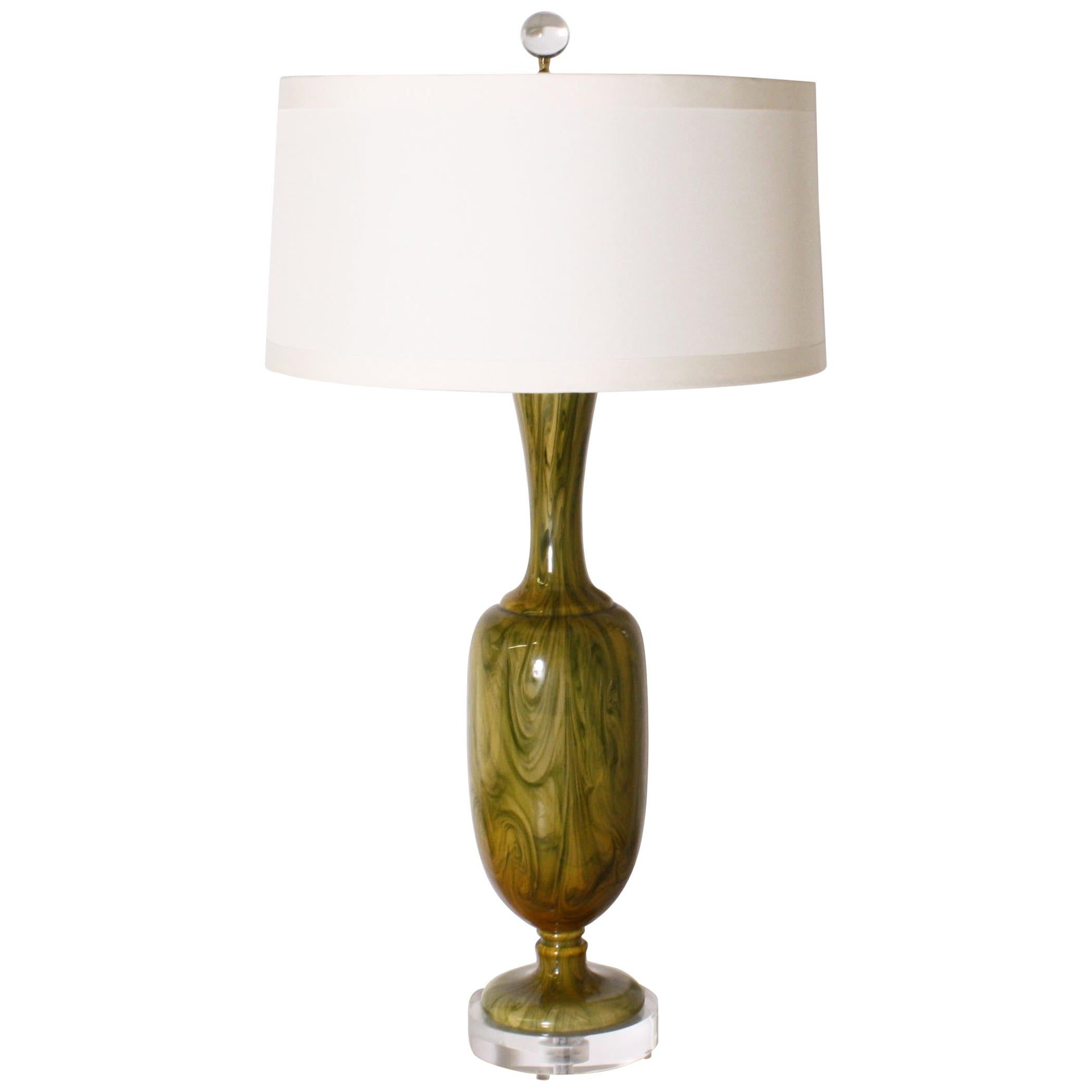 Marbro Marbelized Glass Lamp, circa 1960 For Sale at 1stDibs