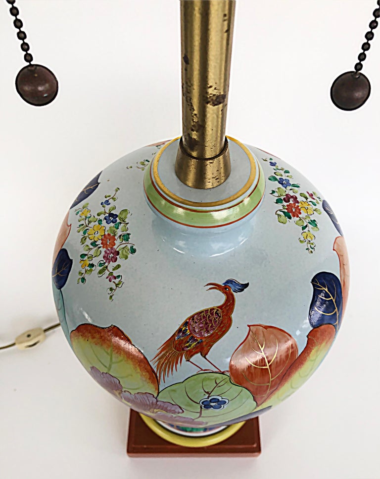 Marbro Porcelain Tobacco Leaf and Pheasant Table Lamp For Sale at 1stDibs