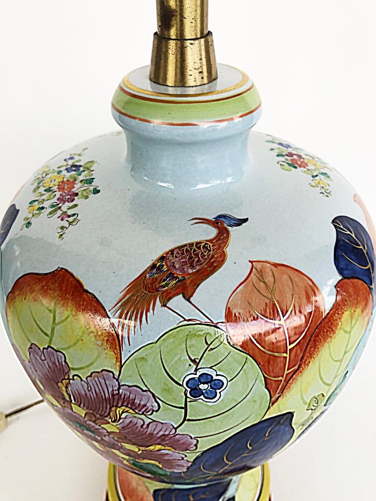 Marbro Porcelain Tobacco Leaf and Pheasant Table Lamp For Sale at 1stDibs