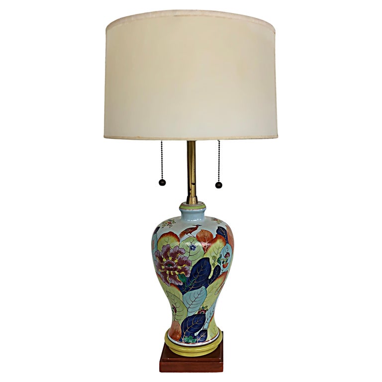 Marbro Porcelain Tobacco Leaf and Pheasant Table Lamp For Sale at 1stDibs
