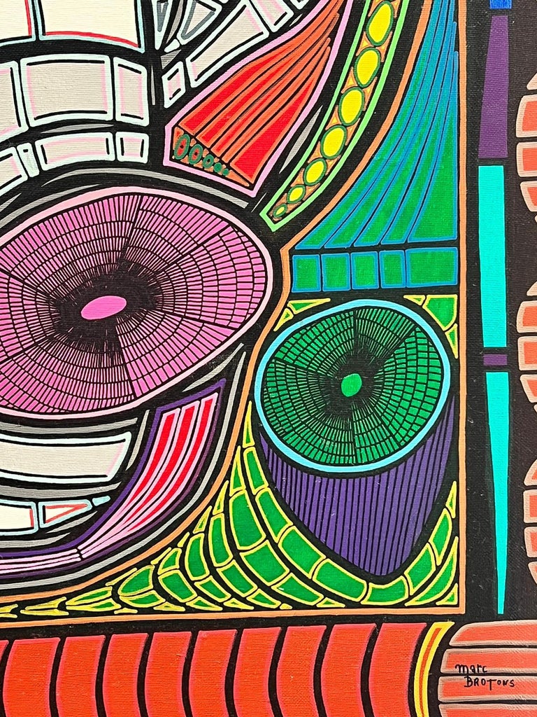 Marc Brotens - The Yogi 1990’s French Abstract Painting of Yoga Figure ...