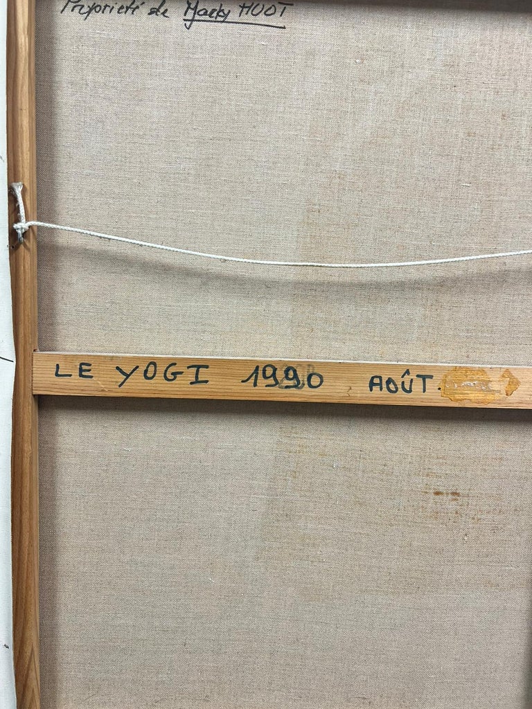 Marc Brotens - The Yogi 1990’s French Abstract Painting of Yoga Figure ...