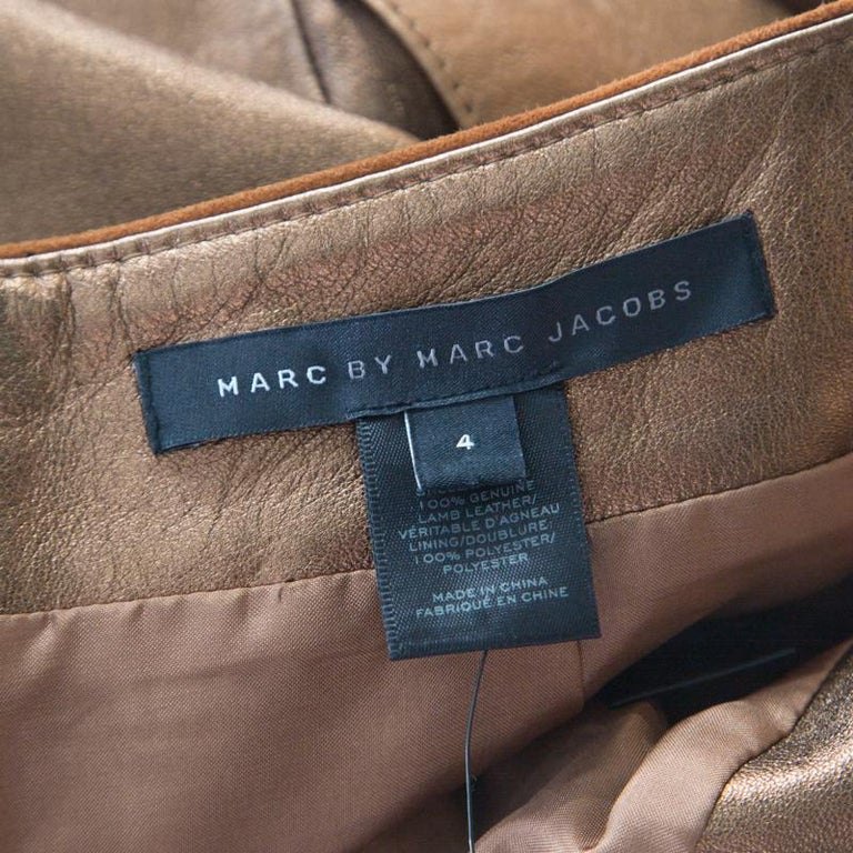 Marc by Marc Jacobs Metallic Partridge Waist Tie Detail Leather Skirt S ...