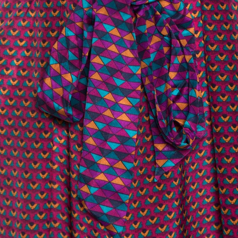 Marc by Marc Jacobs Multicolor Printed Silk Ruffled Trim Belted Dress ...