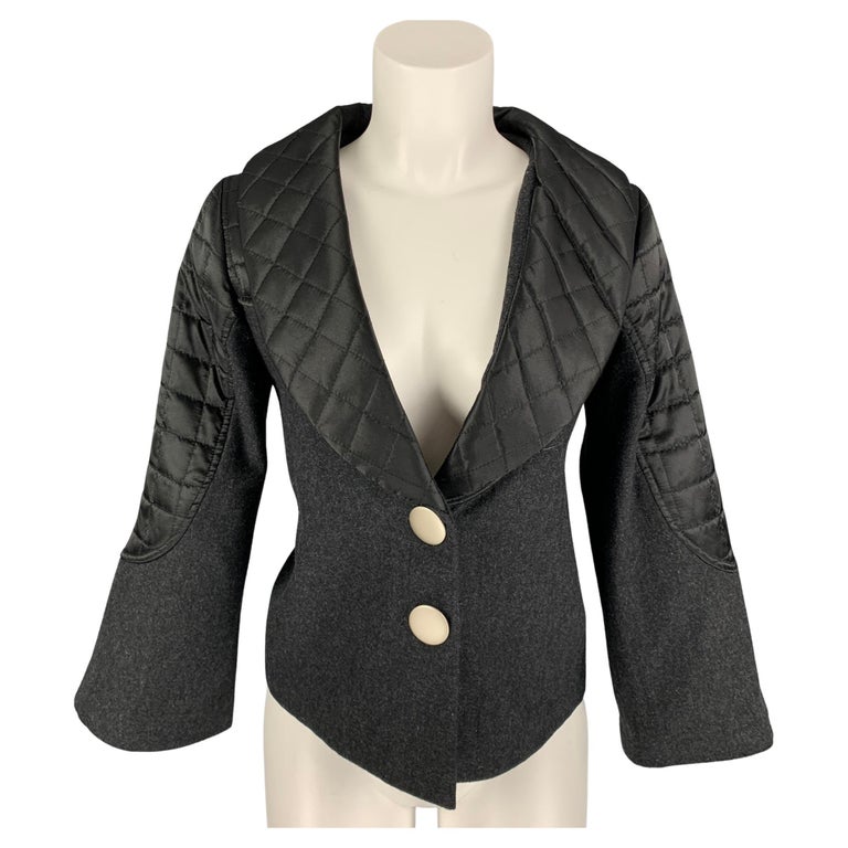 MARC by MARC JACOBS Size 2 Grey Wool Black Quilted Jacket For Sale at ...