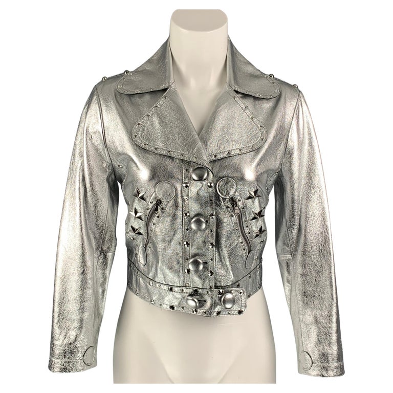 MARC by MARC JACOBS Size 6 Silver Leather Studded Rhinestones Cropped ...