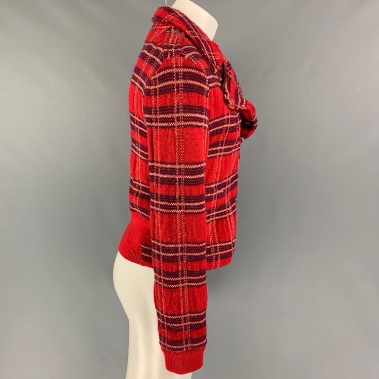 MARC by MARC JACOBS Size M Red Navy Plaid Wool Biker Jacket For Sale at ...