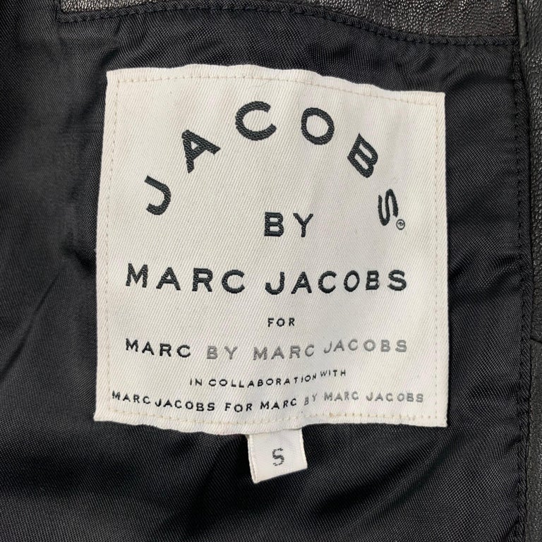 MARC by MARC JACOBS Size S Black Leather Hooded Jacket For Sale at 1stDibs