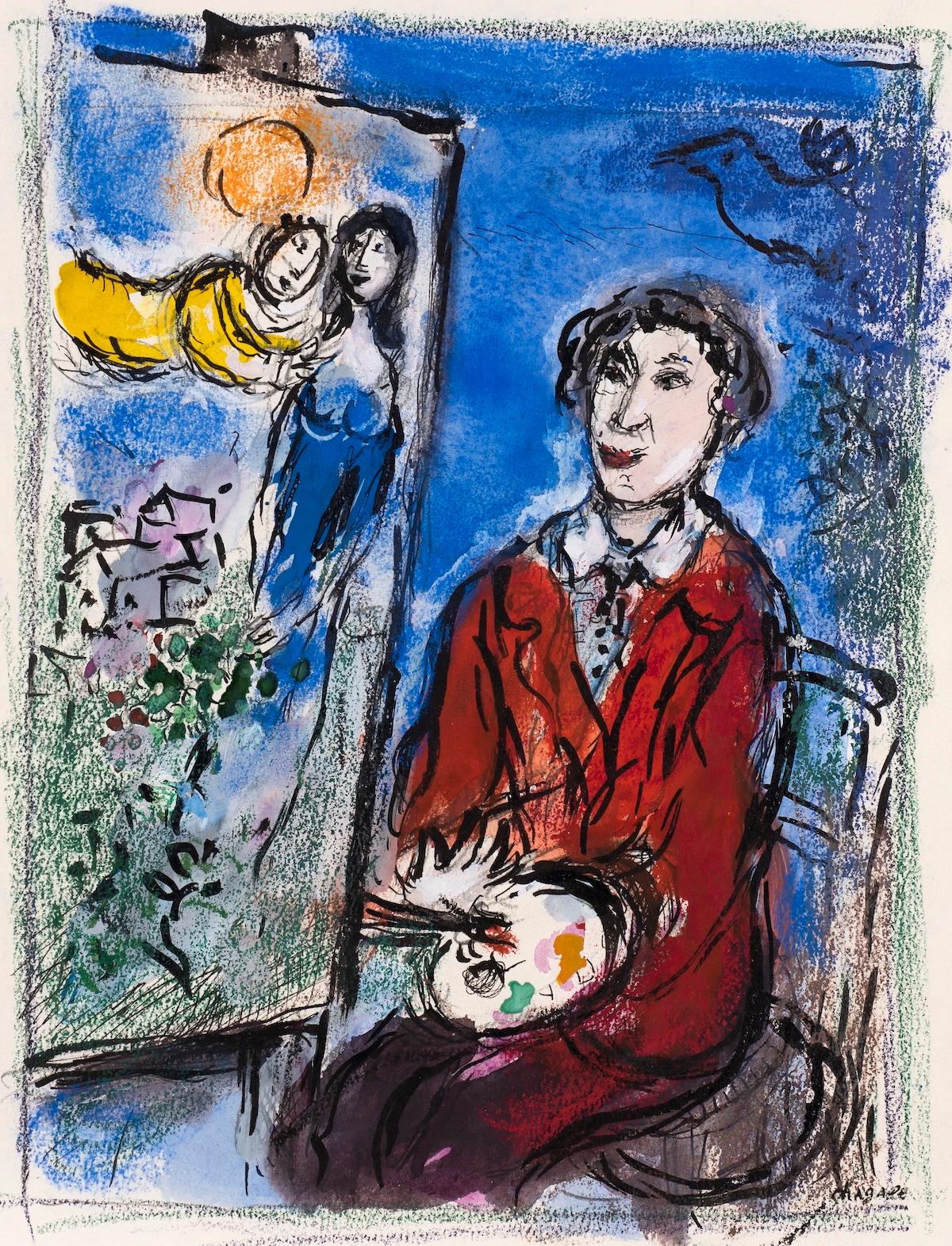 Marc Chagall - Couple Allongé au Grand Bouquet by Marc Chagall ...