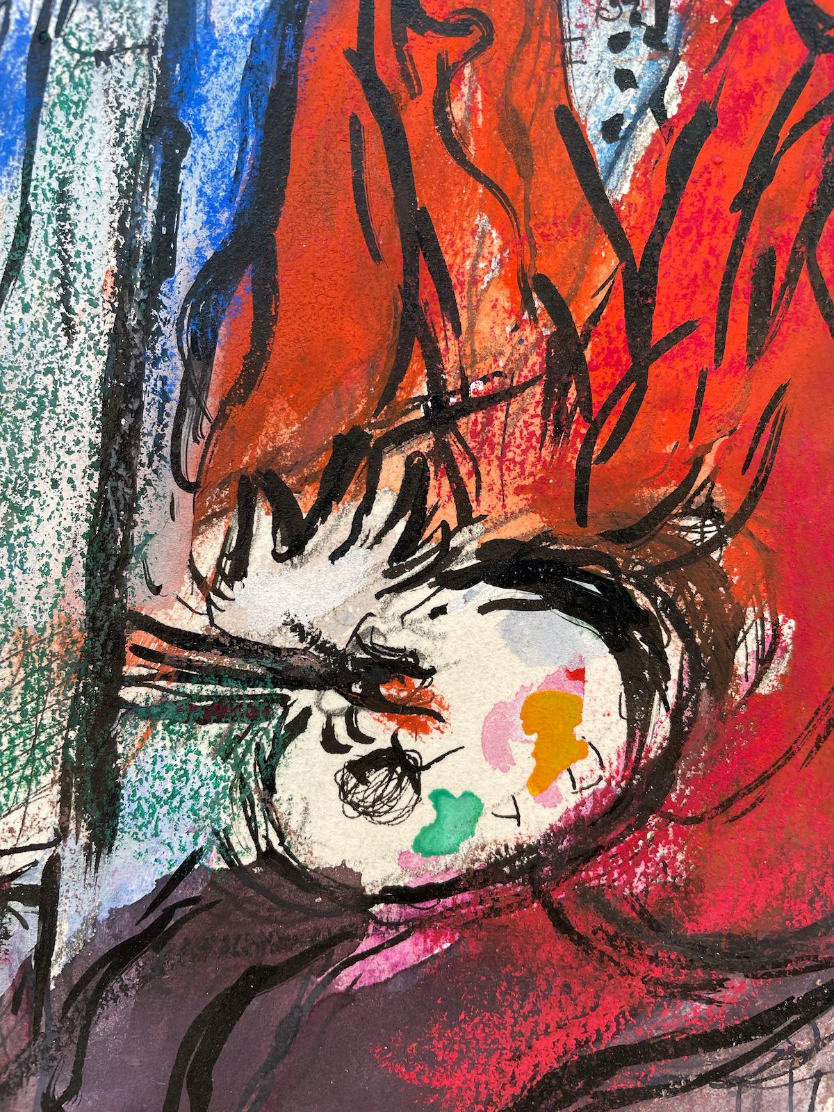 Marc Chagall - Le Peintre devant "Le Soleil Rouge" de Marc Chagall ...