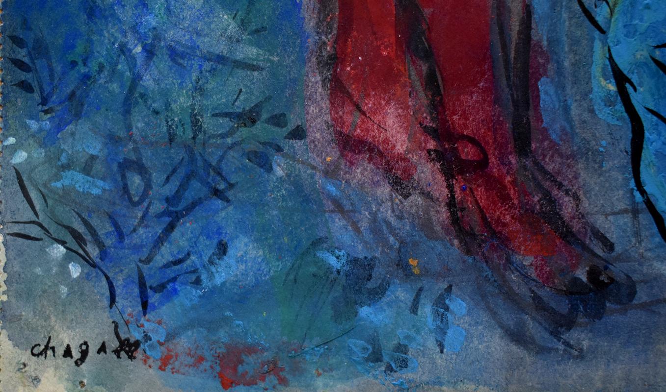 Marc Chagall - Lovers by the Moon - 1952 - Gouache and Ink Painting For ...