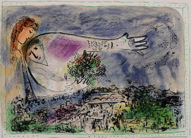 Marc Chagall - Above Paris - Hand Signed Lithograph - French Russian ...