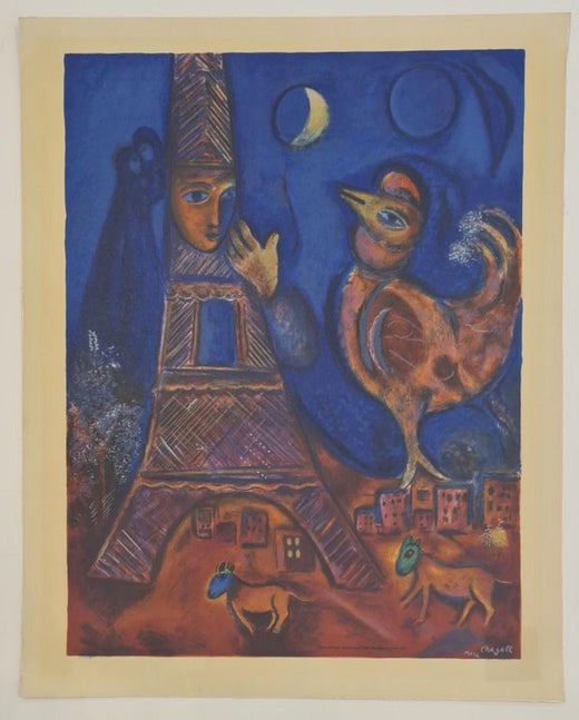 Marc Chagall - The Angel, Framed Lithograph by Marc Chagall 1960 For ...
