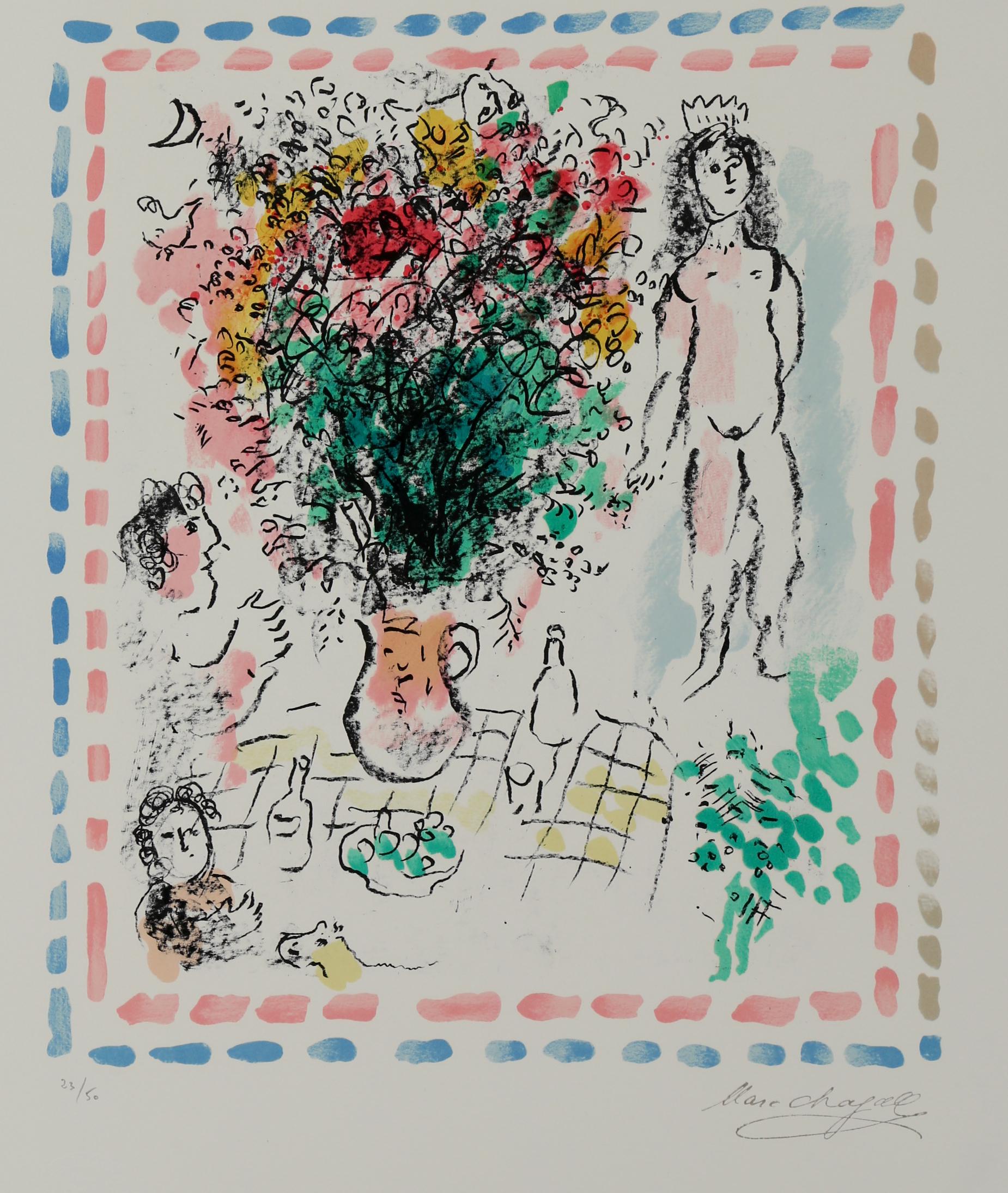 Marc Chagall Marc Chagall Le Bouquet Rose Original Lithograph For