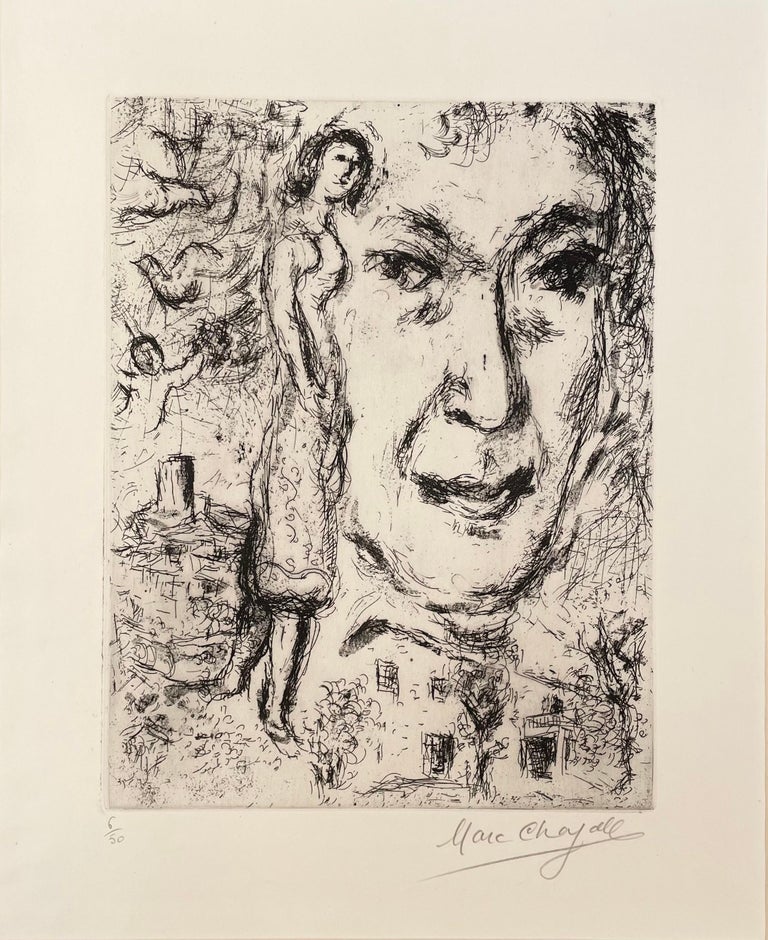 Marc Chagall - Marc Chagall, "Autoportrait," original etching, hand ...