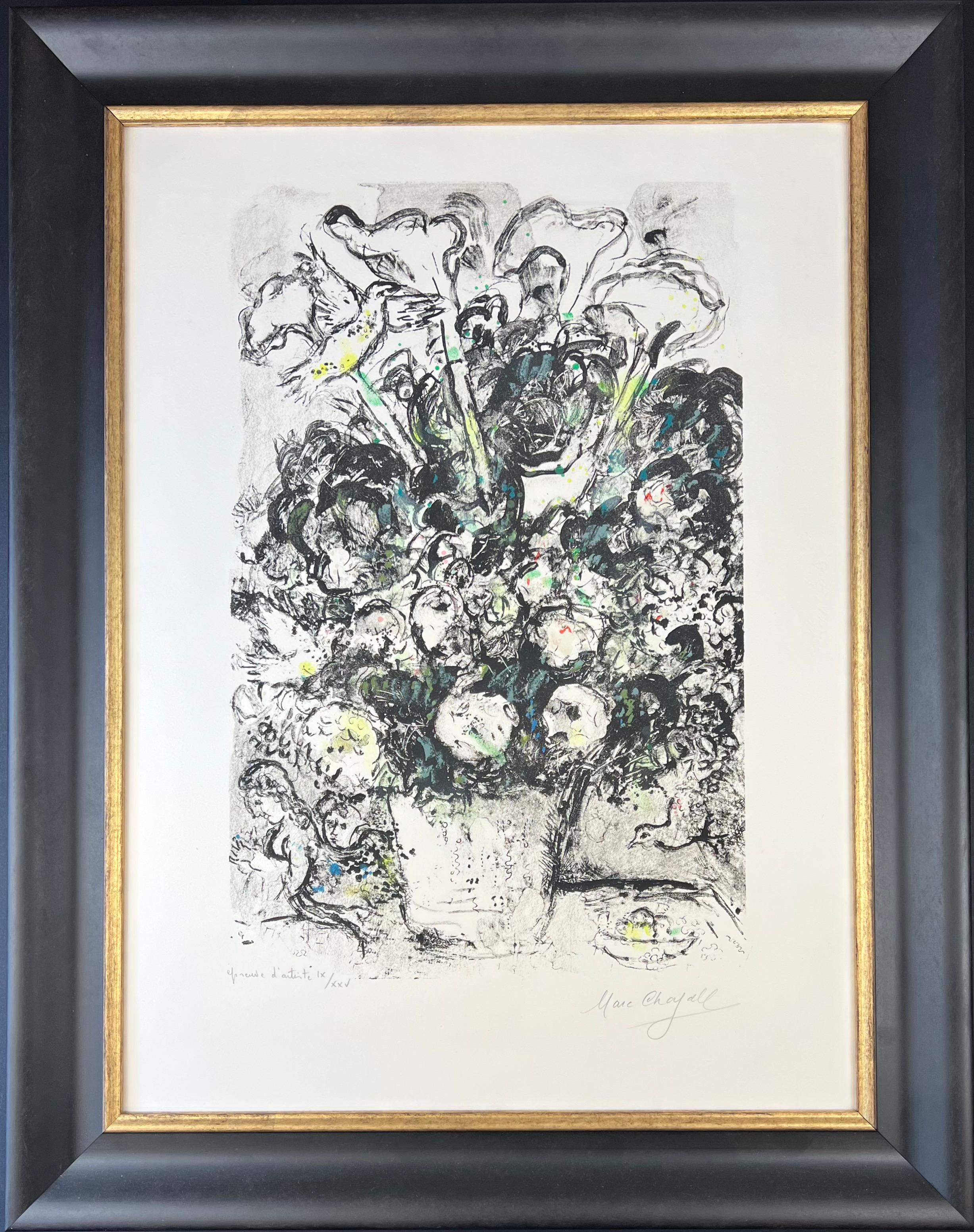 Marc Chagall - Marc Chagall – LE BOUQUET BLANC – hand-signed Lithograph ...
