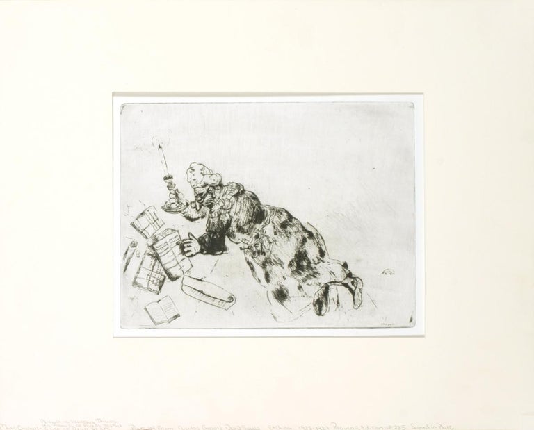 Marc Chagall - Marc Chagall-Pliouchkin Looking for His Papers, Dead Souls-14" x 11"-Etching at ...