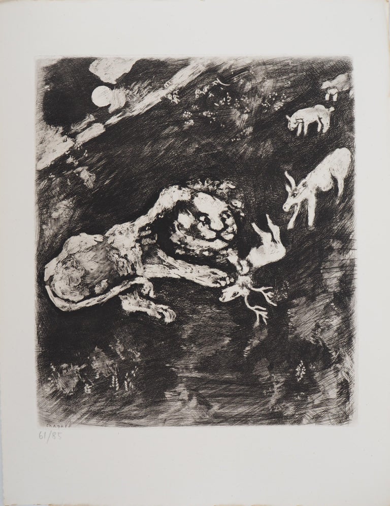 Marc Chagall - The Goats and the Lion - Original Etching - Ref. Sorlier ...