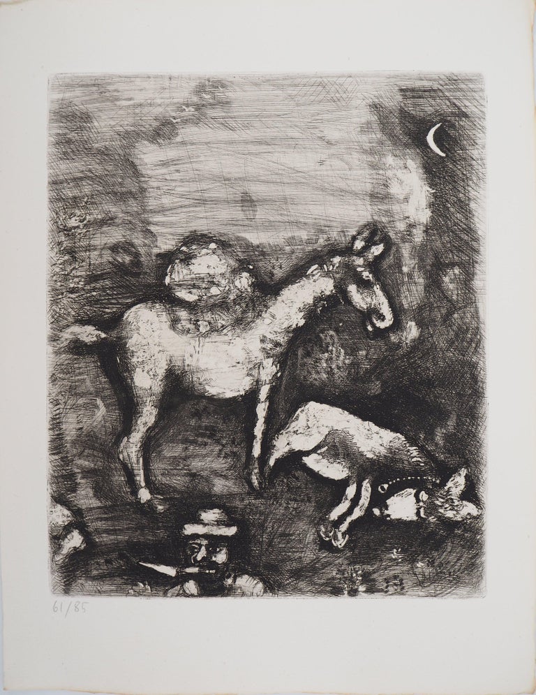 Marc Chagall - The two mules - Original etching - Ref. Sorlier #197 For ...