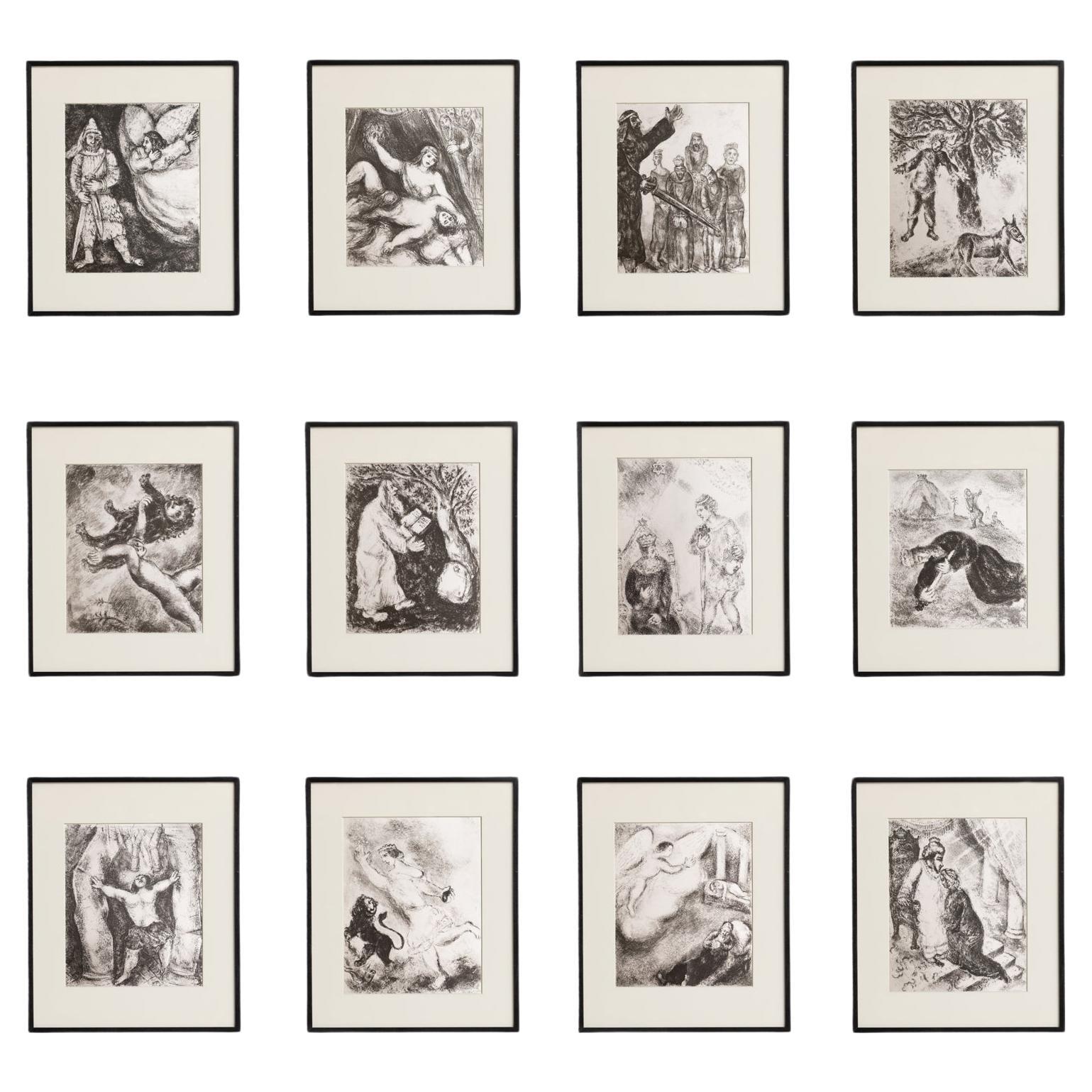 Marc Chagall Set of 12 Framed Heliogravure Prints from the 1956 Bible ...